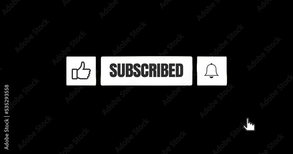 Mouse clicking like button, subscribe button and bell notification ...