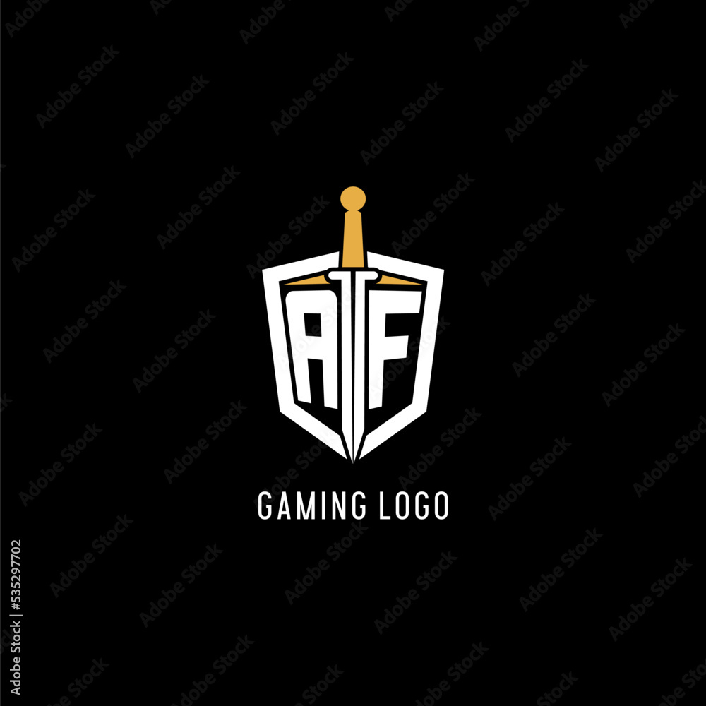 Letter AF logo with shield and sword design inspiration Stock Vector ...