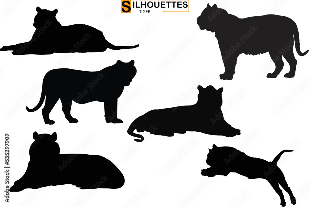 Tiger vector silhouette illustration isolated on transparent background ...
