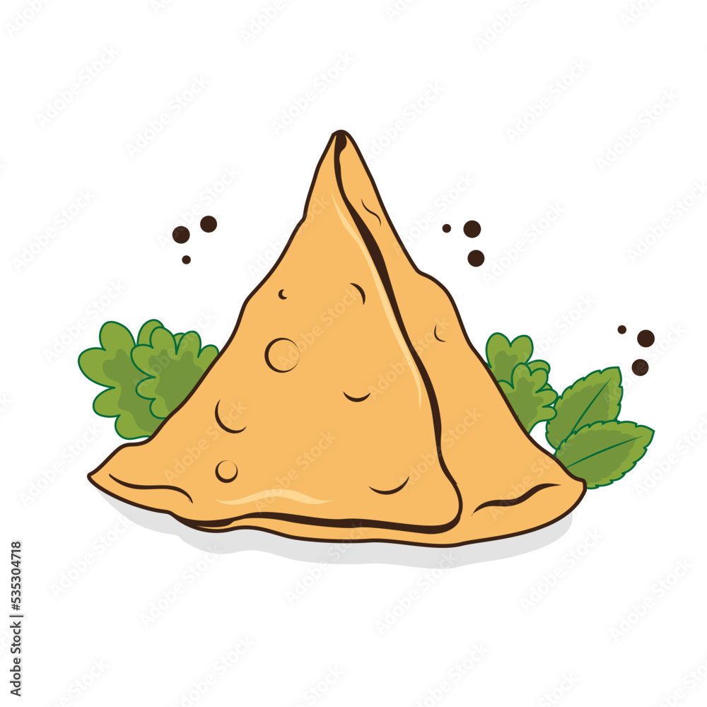 Indian street food samosa, samosa illustration on white background ...