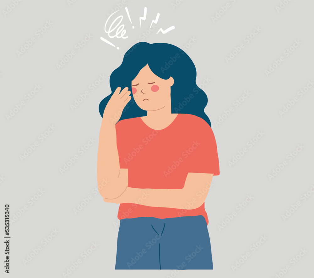 Depressed woman feels depression, anxiety and stress. Sad girl with ...