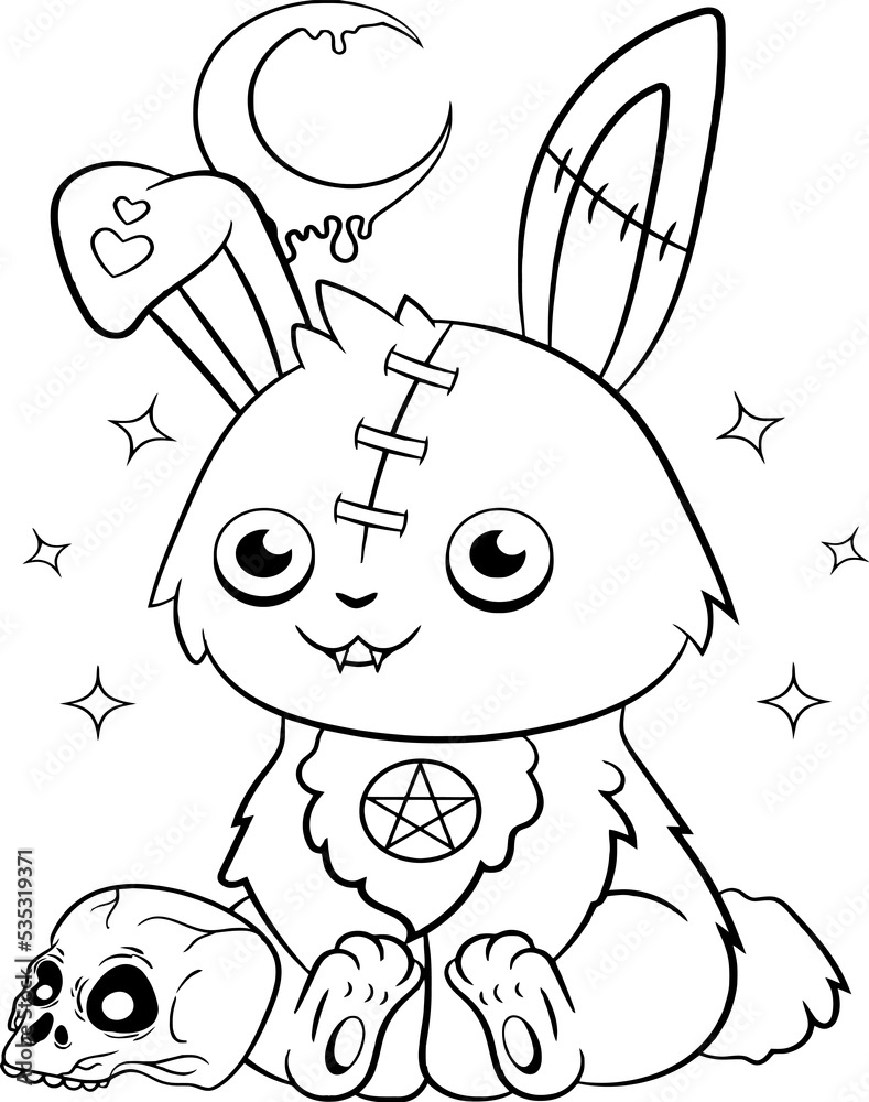 Pastel goth coloring page for kids Stock Illustration | Adobe Stock