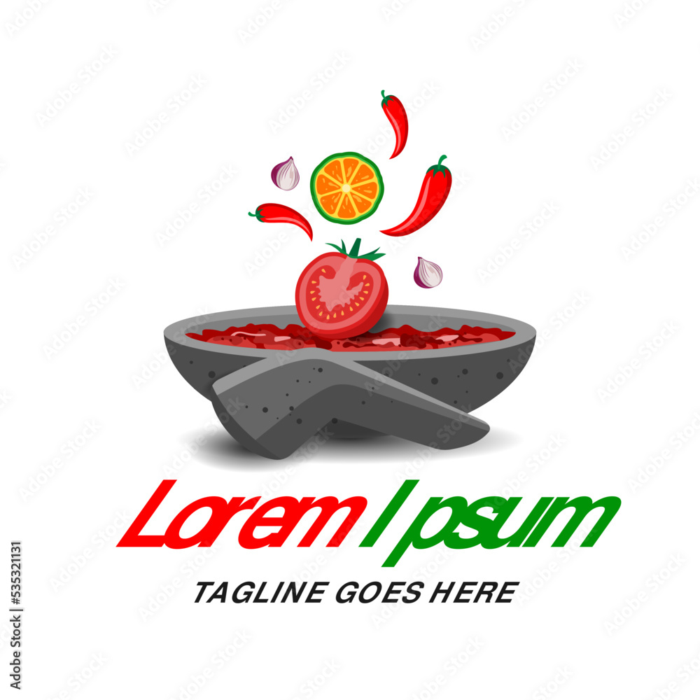 Sambal vector logo, Indonesian food Stock Vector | Adobe Stock