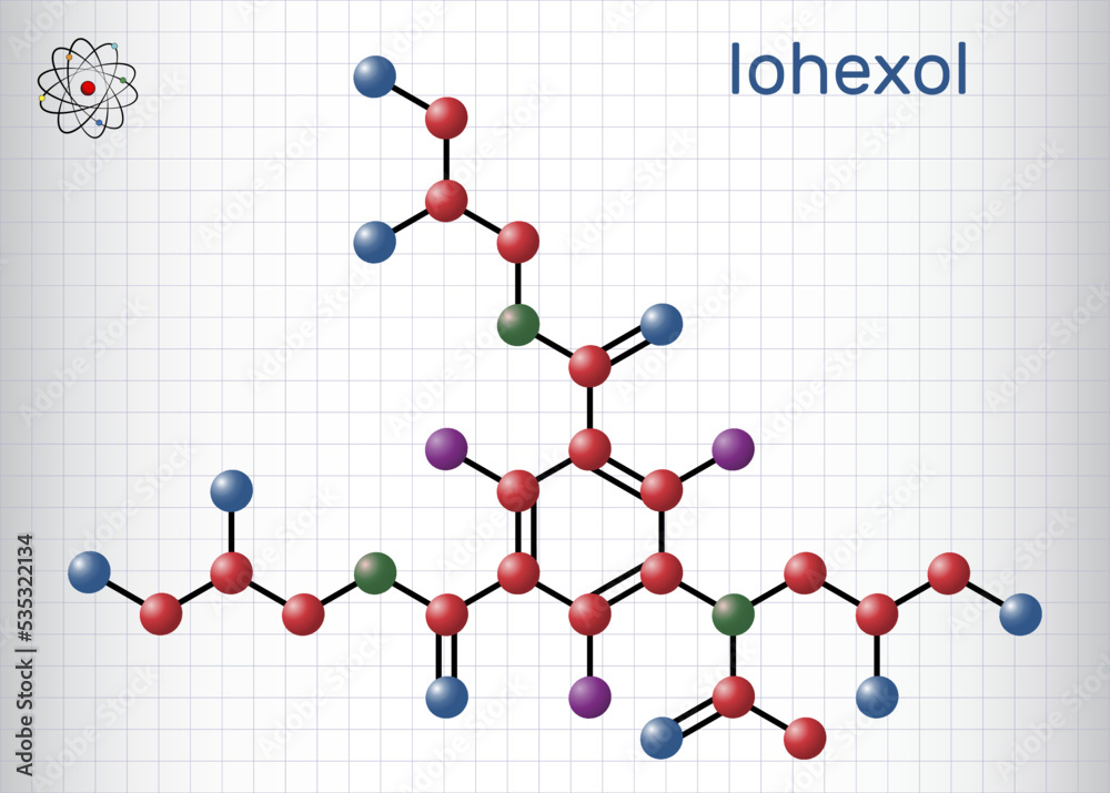 Iohexol molecule. It is contrast agent used in myelography and contrast ...
