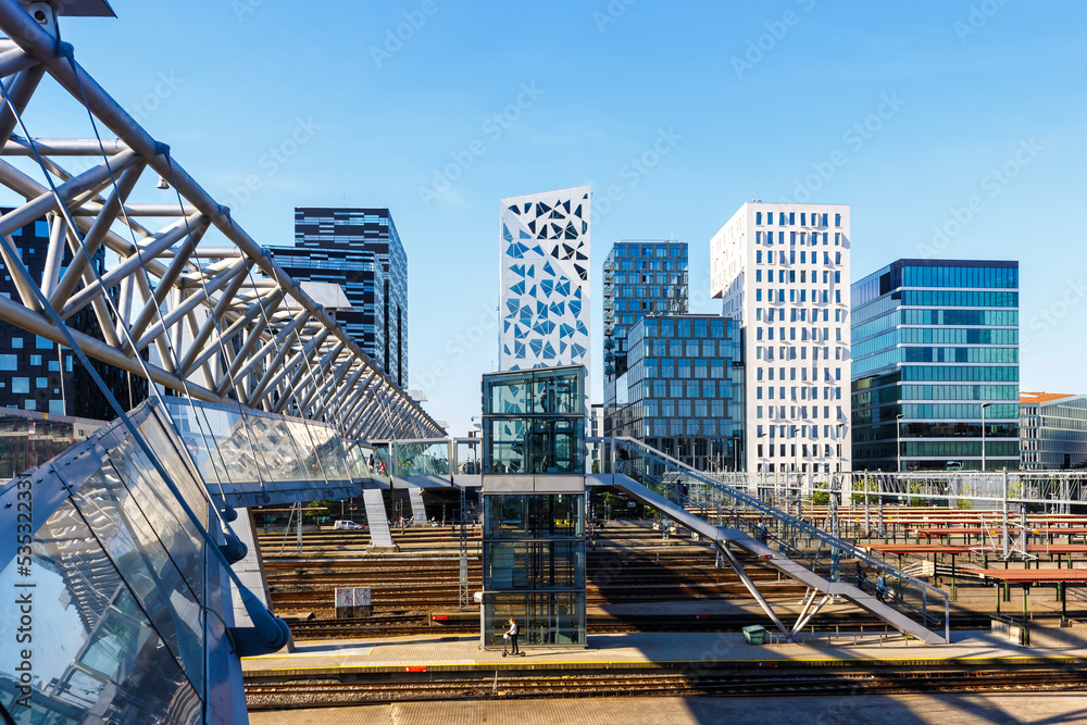 Oslo skyline modern city architecture buildings with a bridge at ...