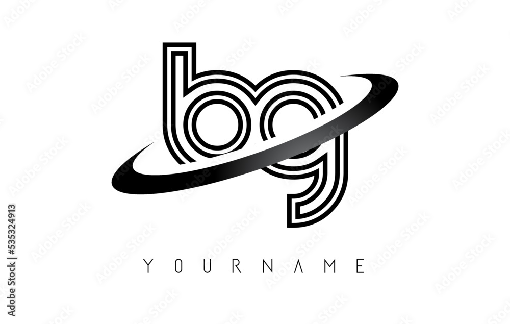 Outline Letters bg b g logo with a minimalist design and swoosh ...
