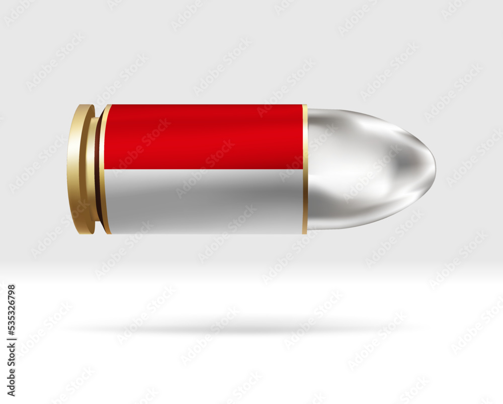 Indonesia flag on bullet. A bullet danger moving through the air. Flag ...