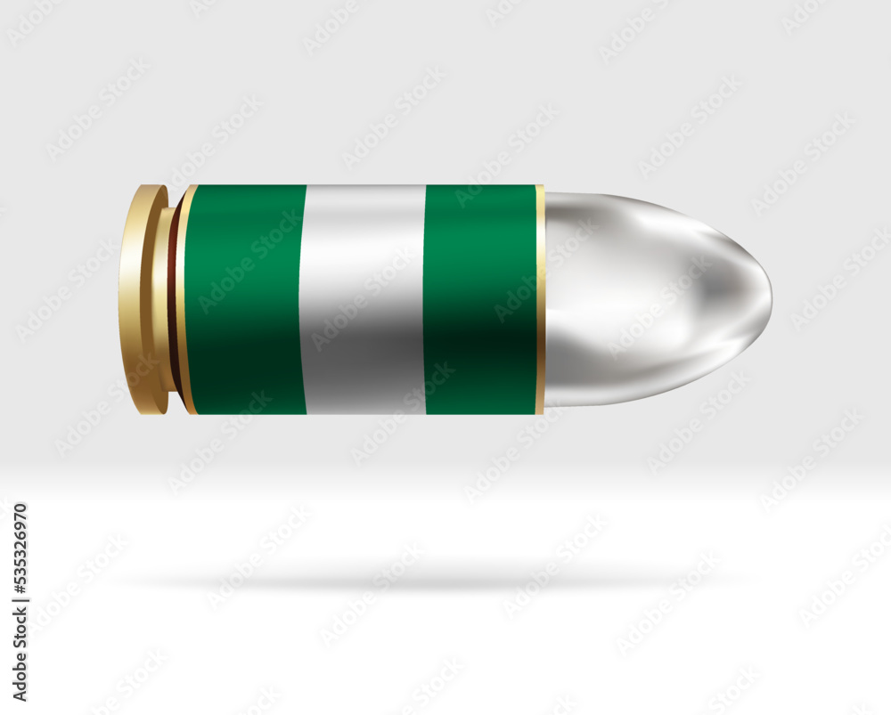 Nigeria flag on bullet. A bullet danger moving through the air. Flag ...
