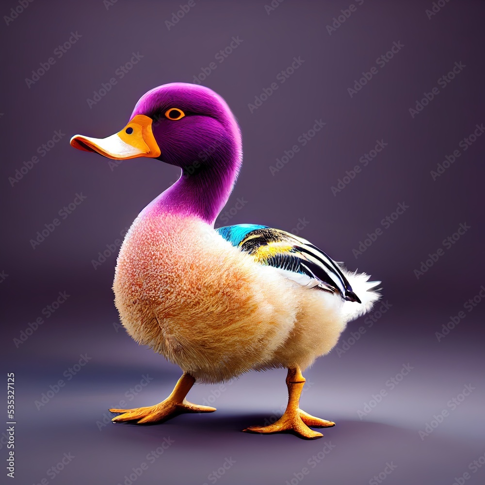 Colorful Purple Yellow Duck Duckling - Digital Art, Concept Art, 3D ...