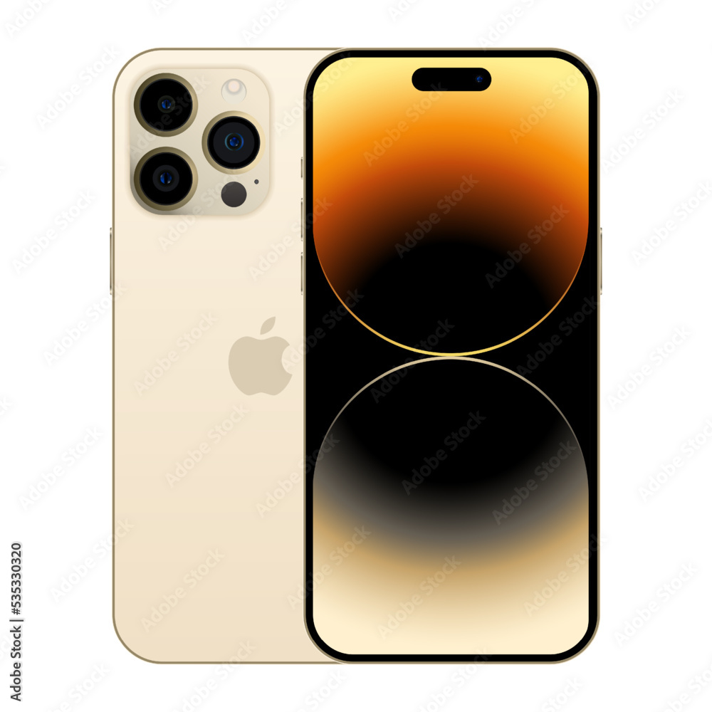 New iphone 14 Pro Max Gold . Realistic iphone on isolated background ...