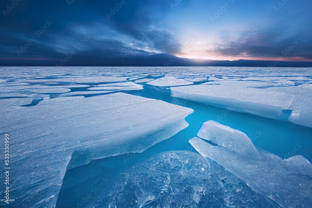 Broken Ice Cap Digital Art, Concept Art, 3D Render Stock Illustration ...