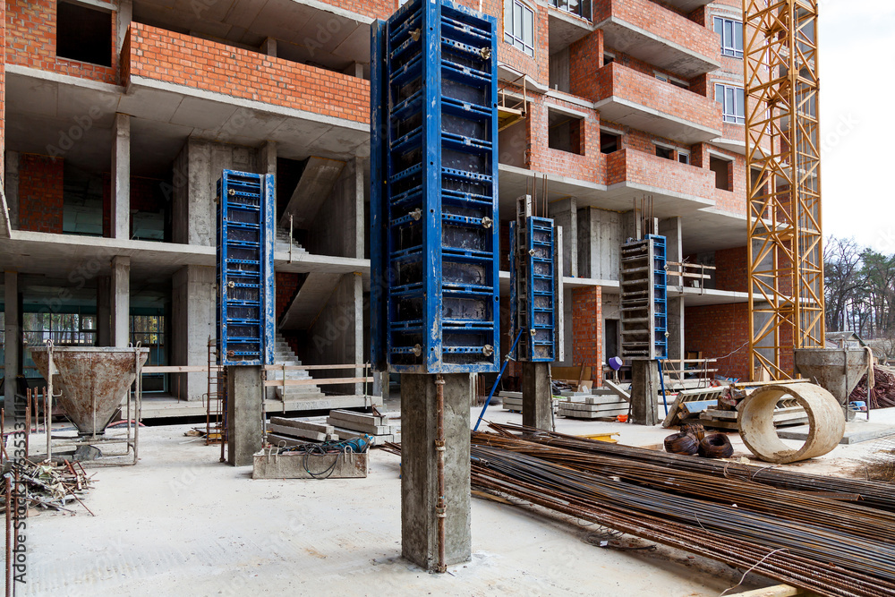 construction site with reinforced concrete structures Stock Photo ...