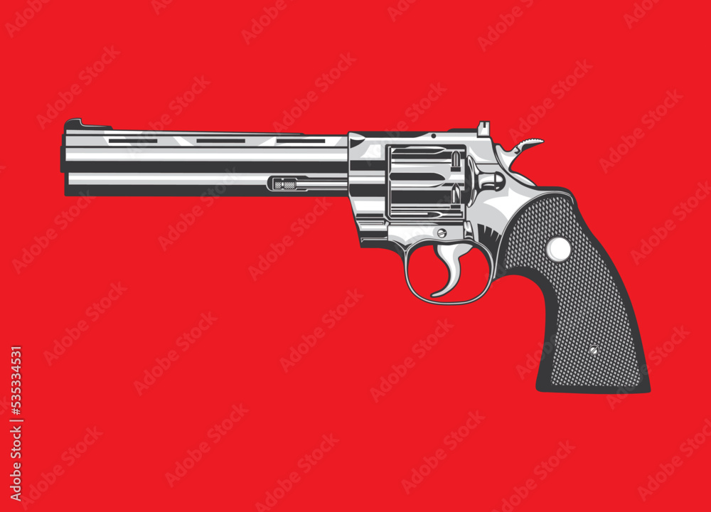 Vector illustration of a Сolt magnum revolver on a white isolated ...