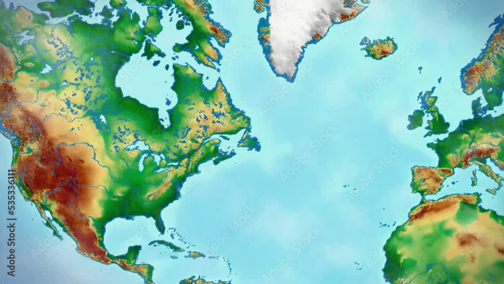 drawing of a world map with relief, quick tour for geostrategy and ...