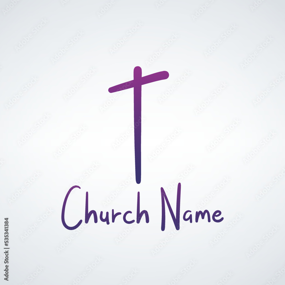 Hand drawn cross church logo. christian, religious logo template. Stock ...
