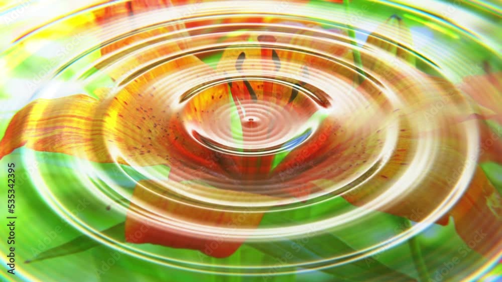 DOF camera realistic looping 3D animation of the circles on a water ...