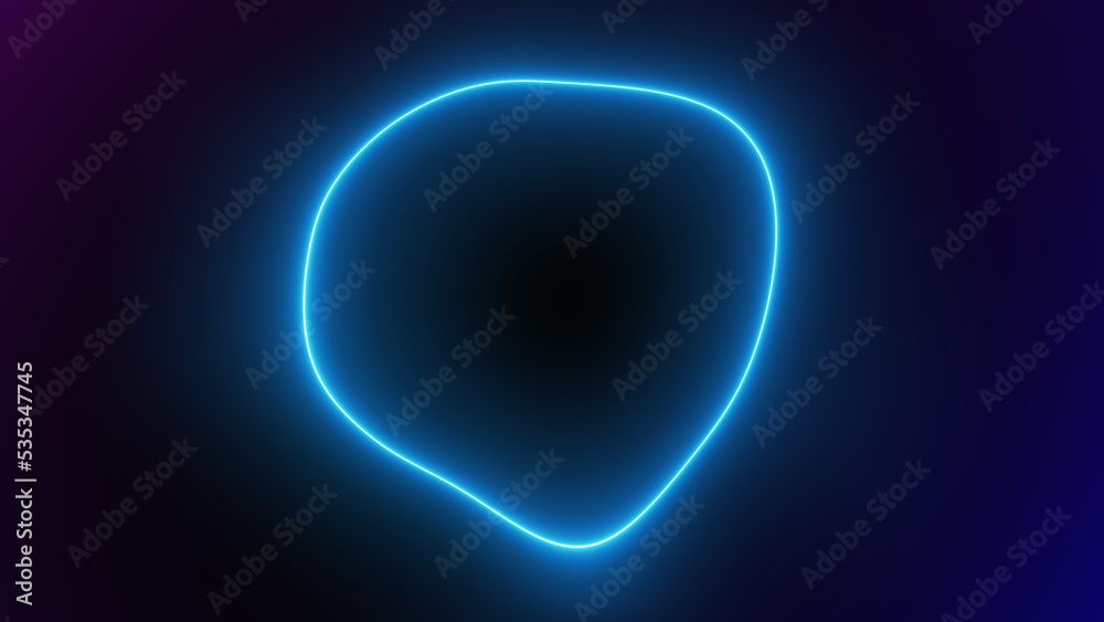 Neon pulse wave lines on a black background. Bright glowing contours in ...