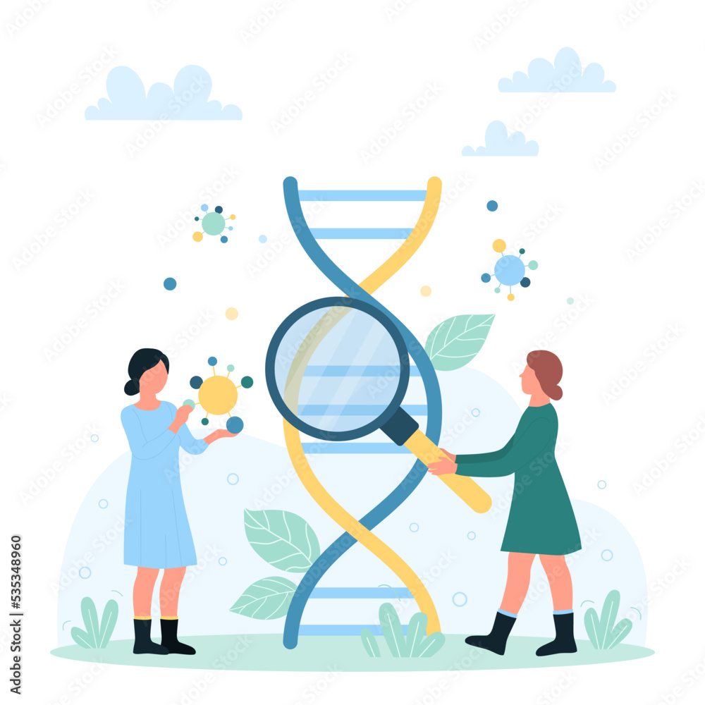 Genetic medical laboratory research vector illustration. Cartoon tiny ...