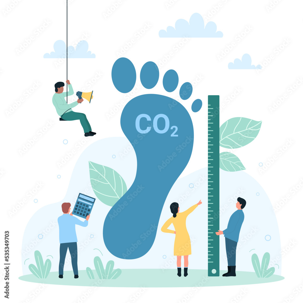 Carbon footprint pollution, environmental effect of greenhouse gas vector illustration. Cartoon ...
