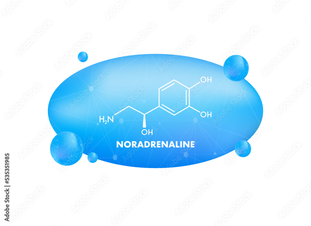 Noradrenaline concept chemical formula icon label, text font vector ...