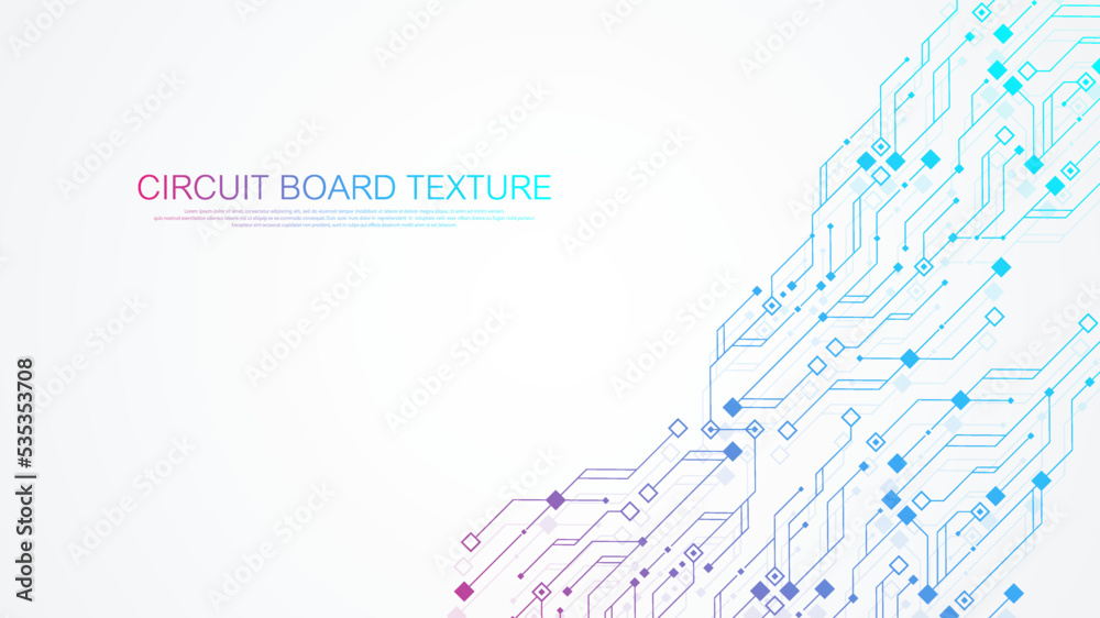 Modern technology circuit board texture background design. Waves flow ...