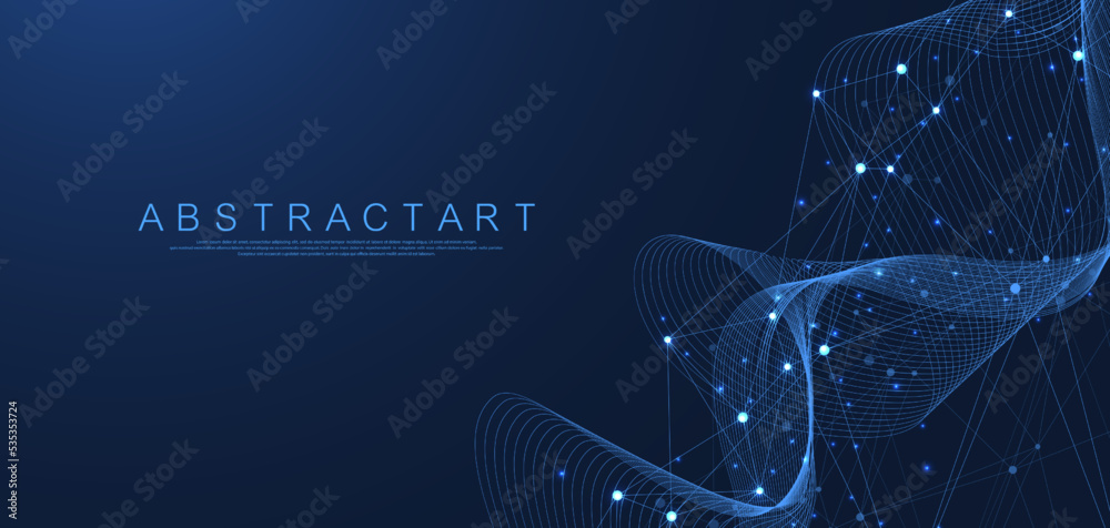 Technology abstract lines and dots connection background. Connection digital data and big data ...