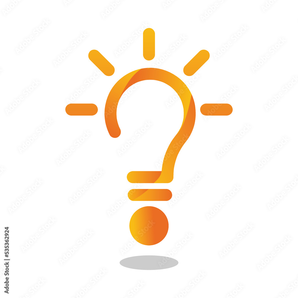 yellow abstract lamp and question mark logo. creative logo, idea ...