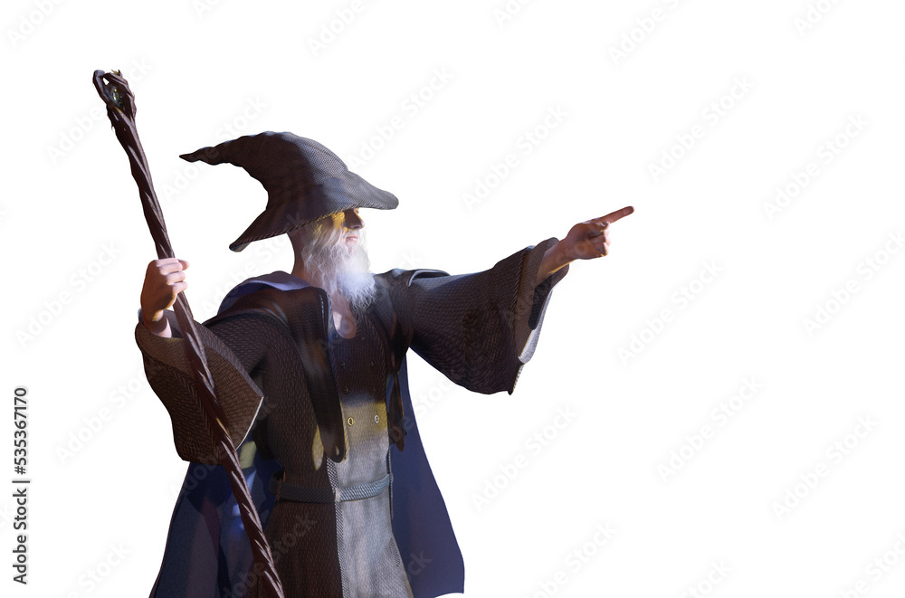 Merlin Wizard figure halloween background render 3d on transparent ...