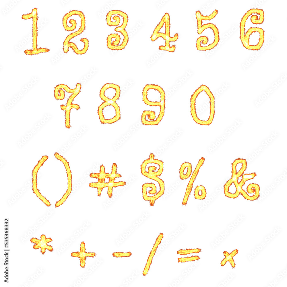 Shimmering gold bright numbers and symbols. Magical type numbers for ...
