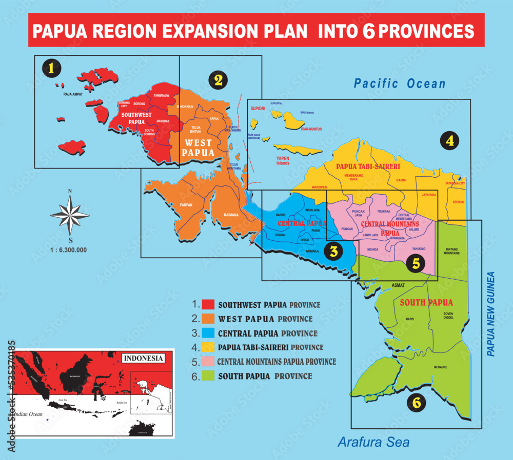 Vector map of papua in the plan to expand into 6 provinces outline ...