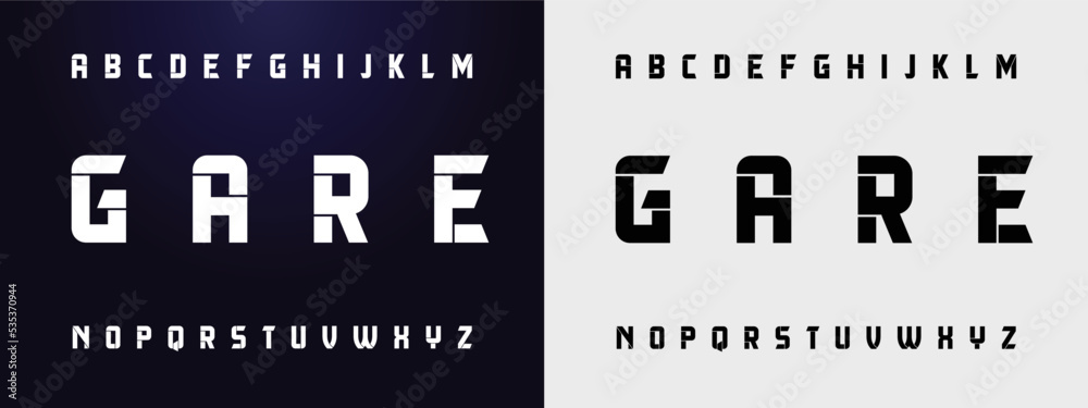 GARE Sports minimal tech font letter set. Luxury vector typeface for ...