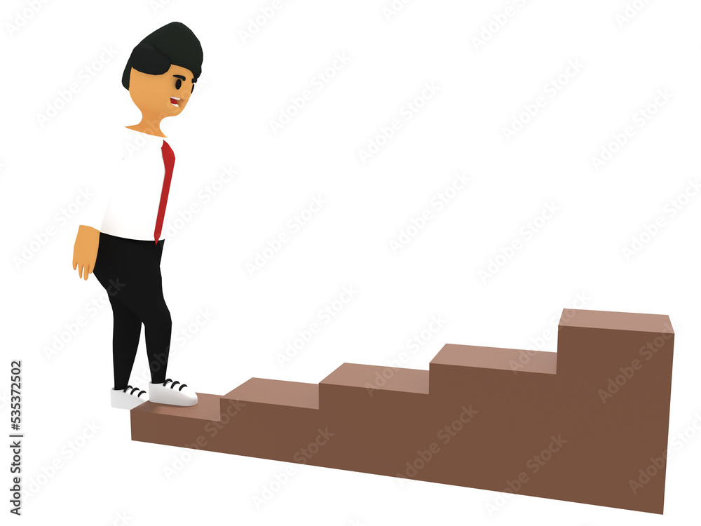 3d illustration of a business man taking the first step walking towards ...