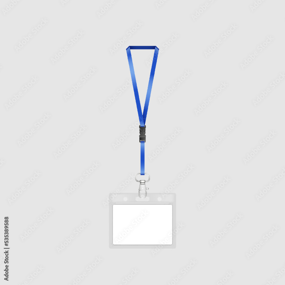 Employees identification card on blue lanyards with plastic clips ...