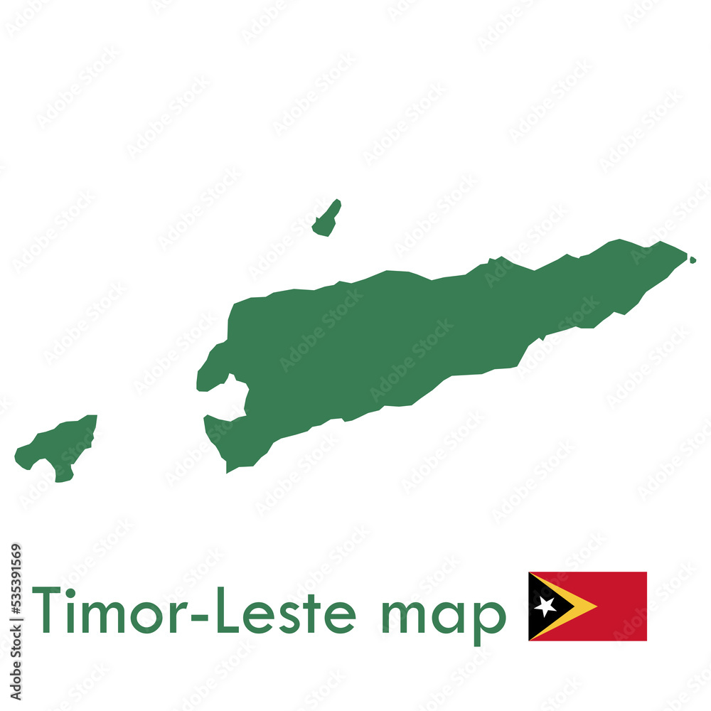 Map Green Timor Leste Map With National Flag Stock Vector Adobe Stock