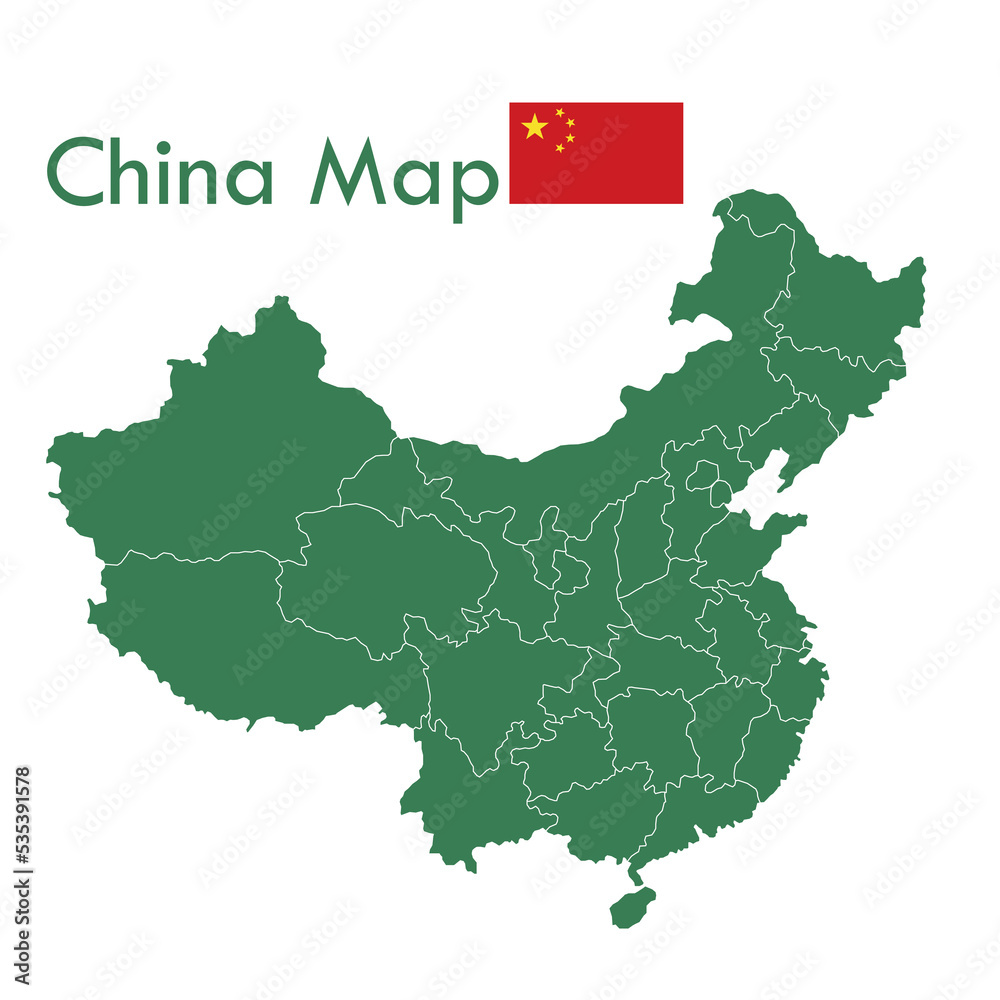 Map - The green Chinese map divides each city and its territories ...