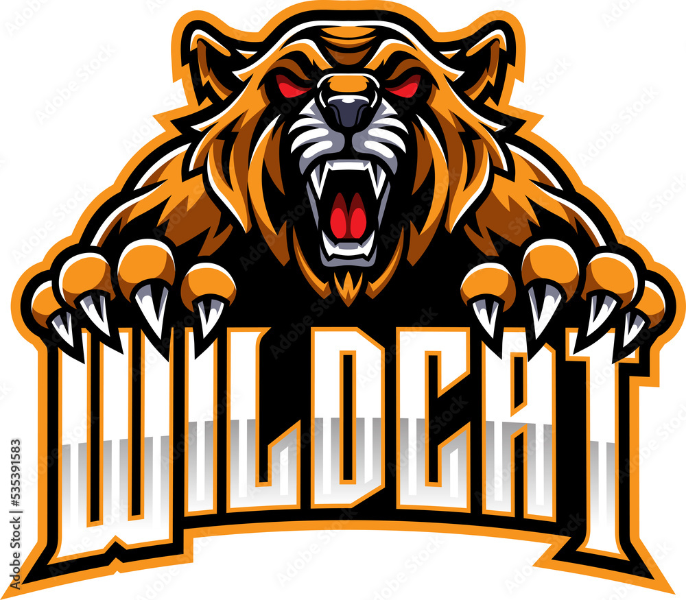 Angry wildcat face mascot Stock Illustration | Adobe Stock