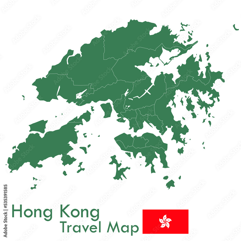 Map - The green Hong Kong map divides each city and its territories ...