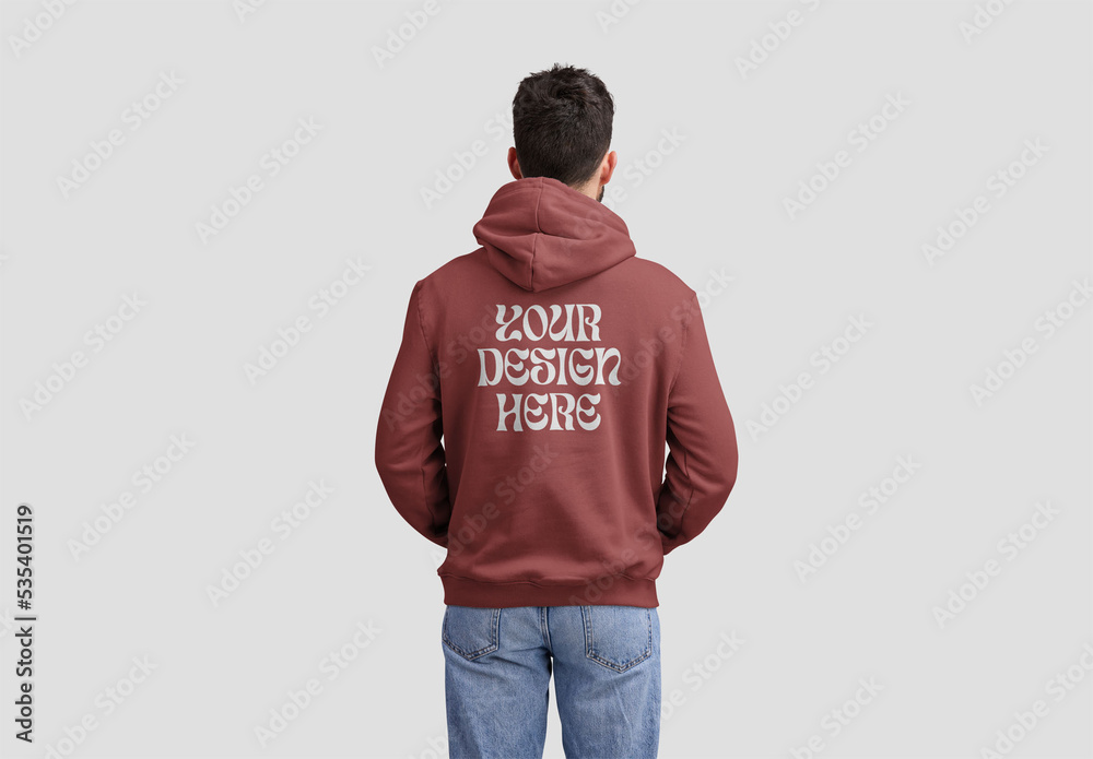 Man Showing The Back of a Hoodie Mockup With Customizable Colors Stock ...