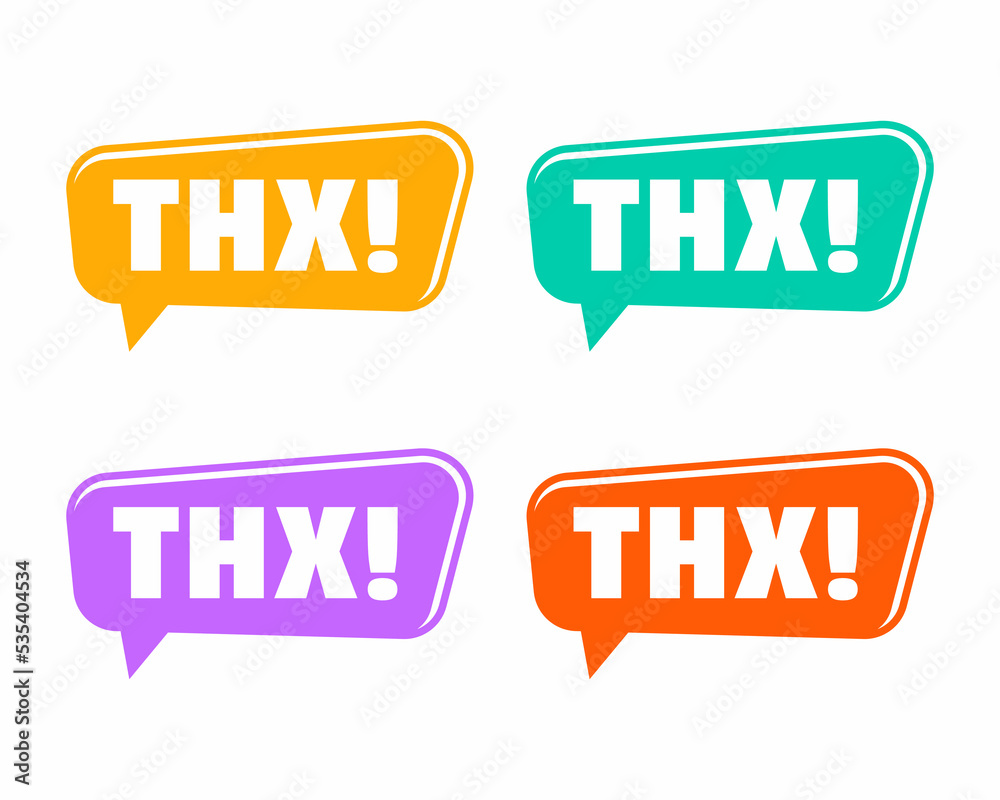 thank you speech bubble like popup icon. flat trend modern thx logotype ...