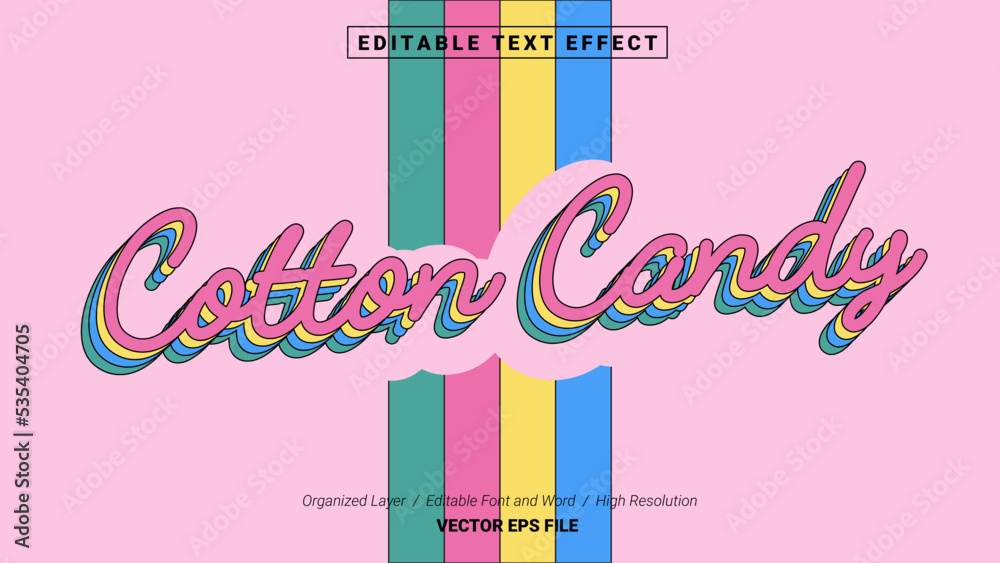 Editable Cotton Candy Font Design. Alphabet Typography Template Text ...