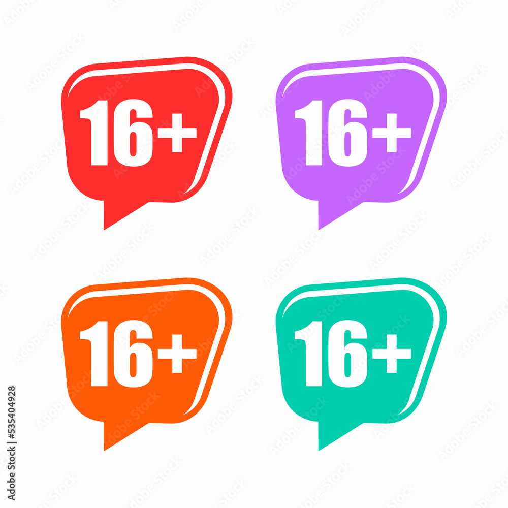Speech Bubble Like 16 Plus Flat Style Ui Emblem Logotype Graphic Stamp