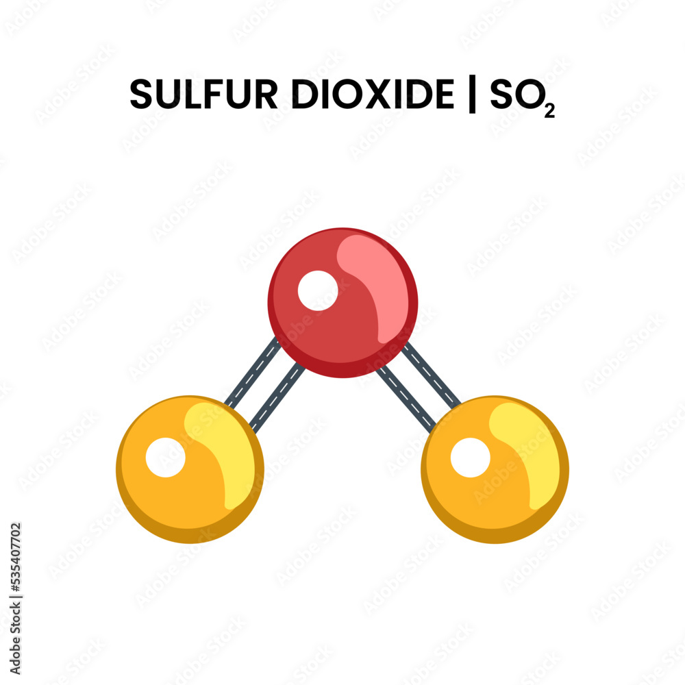 Structure of Sulfur dioxide molecule. SO2 consisting of sulfur and ...