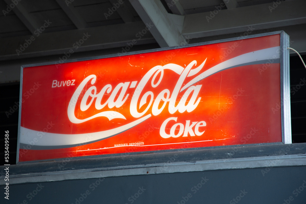 Coca Cola coke sign logo and brand text advertising drink bar Stock ...