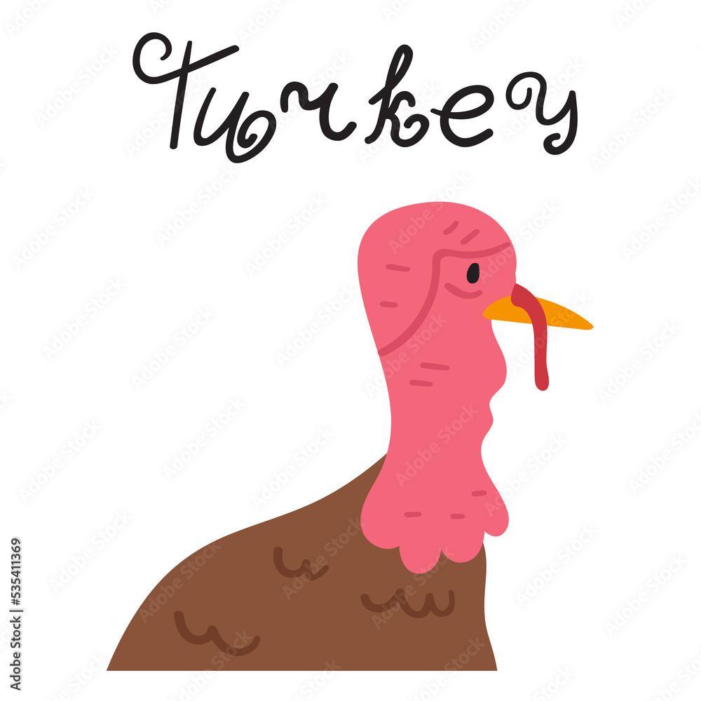 Turkey head. Flat vector illustration on white background. Stock Vector ...