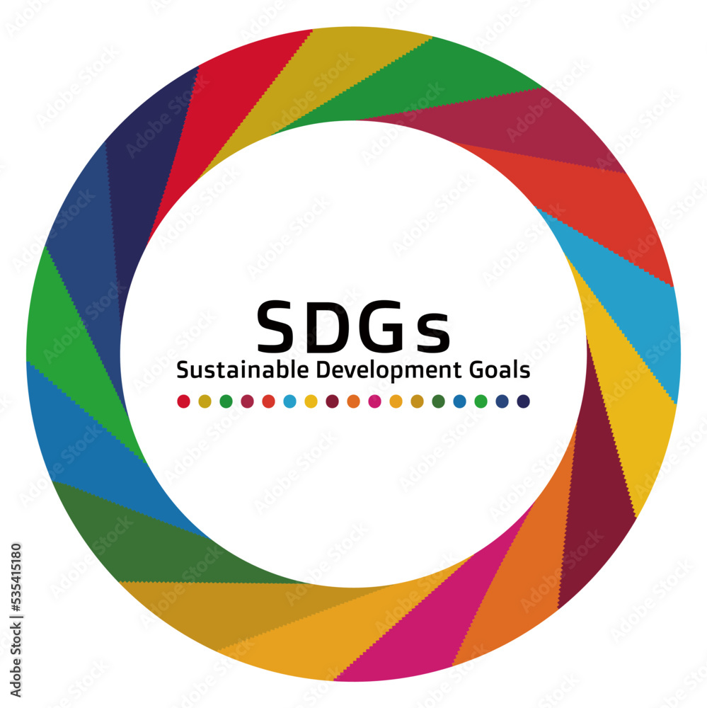 持続可能な開発目標 SDGs エス・ディー・ジーズのコンセプトカラー17色の円形フレーム ベクター Sustainable ...