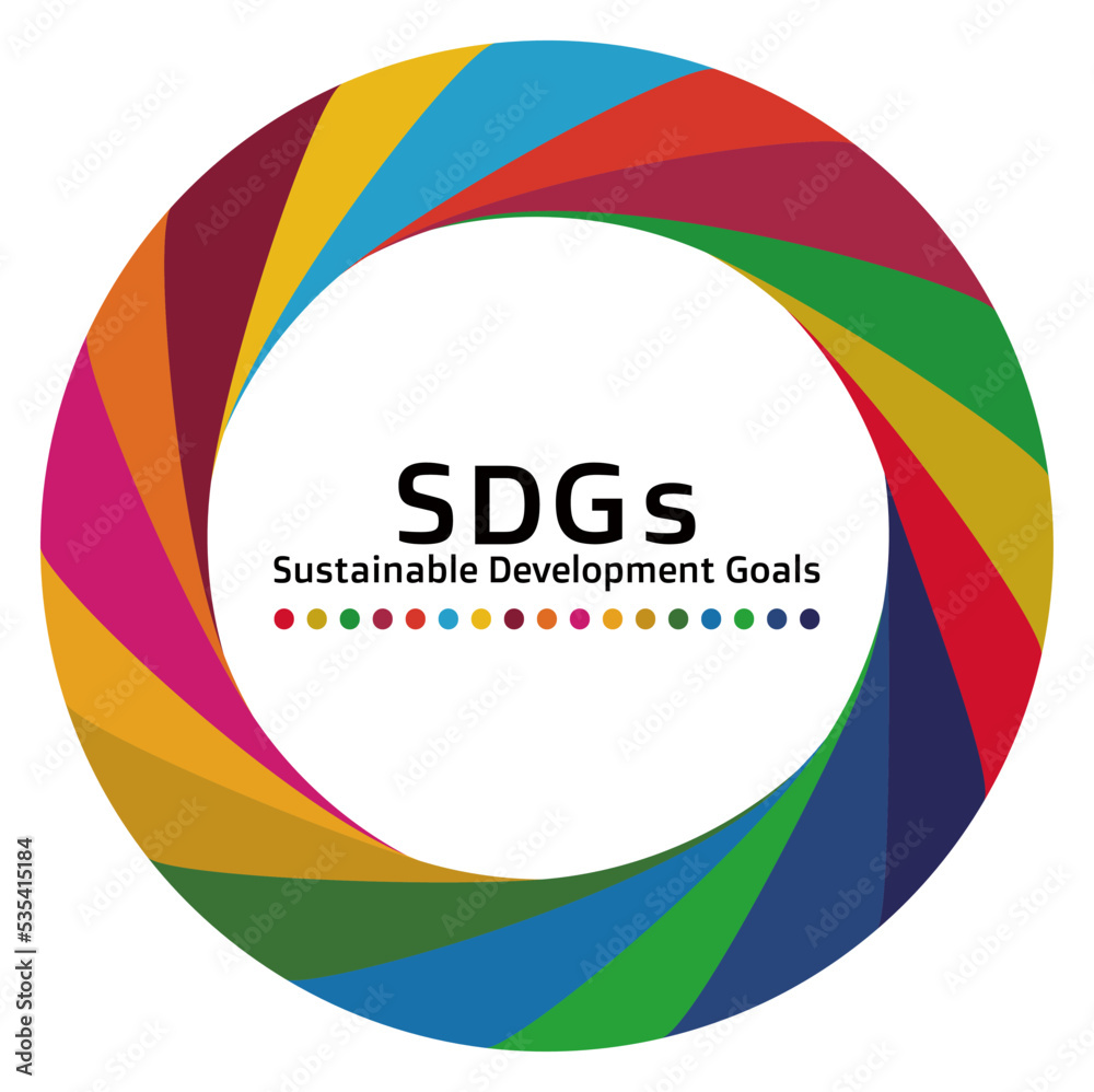 持続可能な開発目標 SDGs エス・ディー・ジーズのコンセプトカラー17色の円形フレーム ベクター Sustainable Development Goals SDGs 17 concept ...
