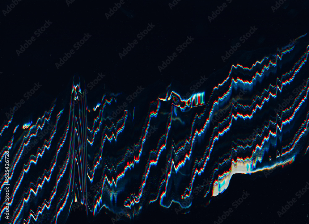 Glitch screen. Distortion texture. Analog noise. Red blue color error ...