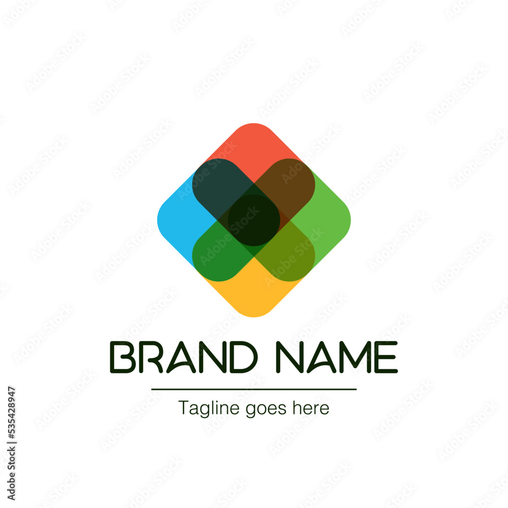 square logo with four colors forming letter X or cross, creative ...