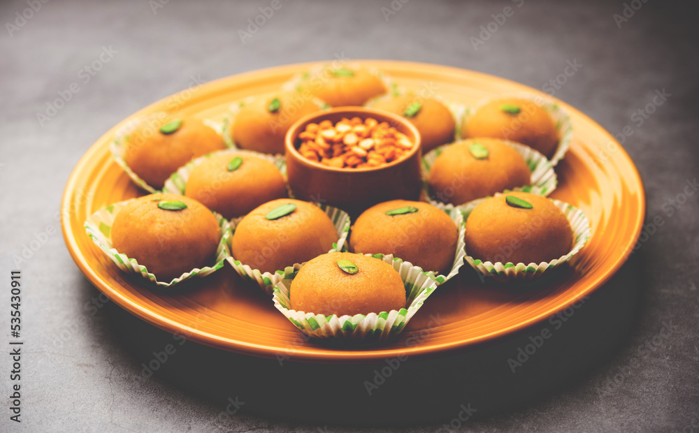 Besan Peda,pedha, pera. Popular Indian mithai prepared using gram flour ...