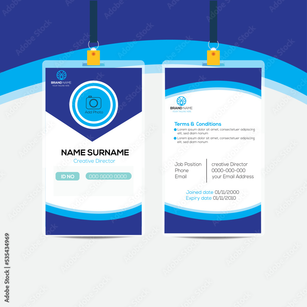 Vecteur Stock ID Card Template, Office Id card. Employee Id card for ...